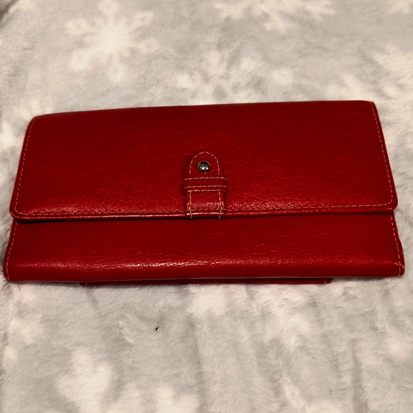 Buxton | Bags | Buxton Red Long Wallet With Kiss Lock Euc | Poshmark